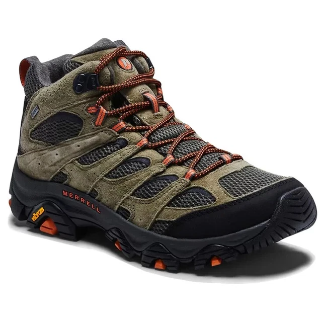 MERRELL MOAB 3 Mid GTX Gore-Tex Hiking Walking Boots Olive Vibram Sole ...