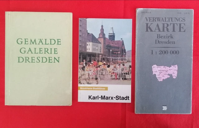 DDR VERWALTUNGSKARTE DRESDEN - Gemäldegalerie + Karl-Marx-Stadt Stadtf ...