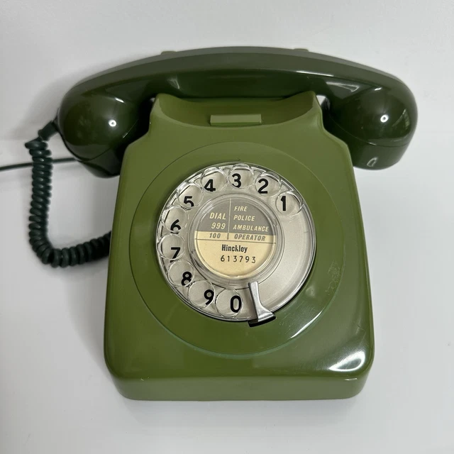 VINTAGE GPO 746F Rotary Dial Telephone TWO TONE GREEN COLOUR Converted ...