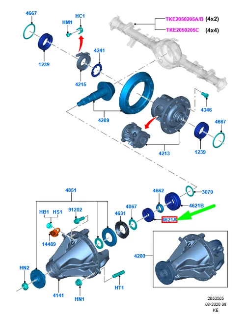 FORD RANGER T6 Rear Axle Diff Driving Pinion Bearing Assy 2218817 NEW ...