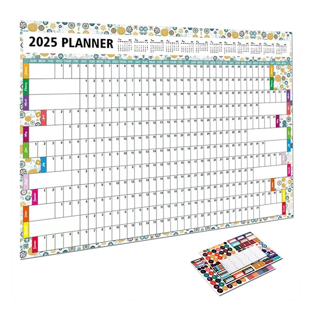 FAMILY WALL CALENDAR for 2025 Office Annual with Stickers School $25.04 ...