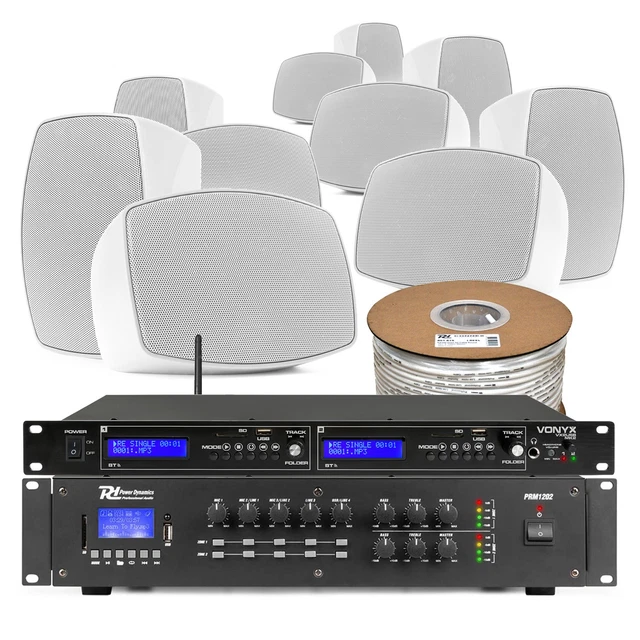 2 ZONE MATRIX PA System with Wall Speakers & Dual Media Player - 10x ...