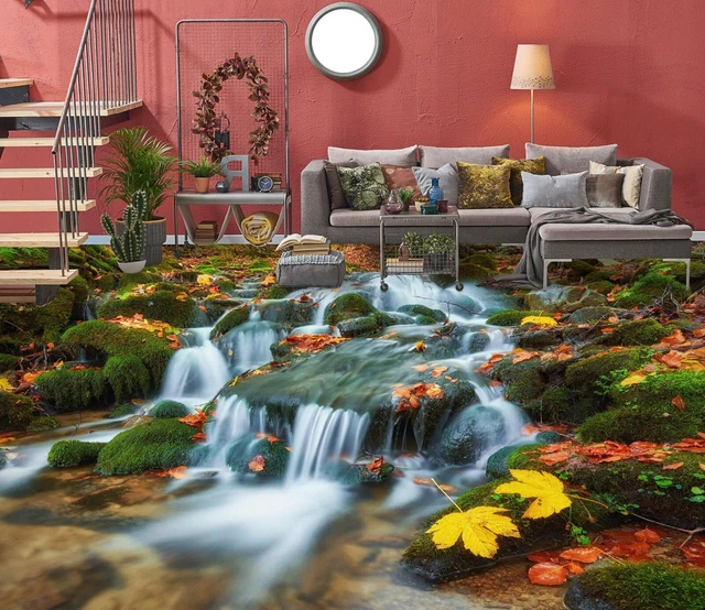 3D RIVER LEAVES O2649 Floor WallPaper Murals Wall Print Decal 5D Eve ...