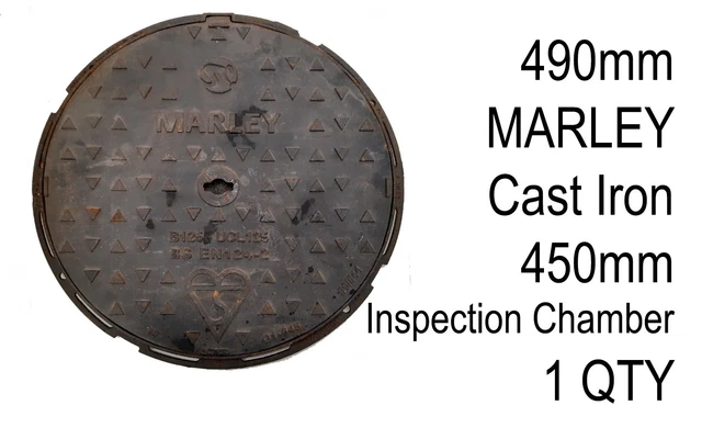 MARLEY CAST IRON Round 490mm Manhole Cover & frame Keyhole Marley Drain ...