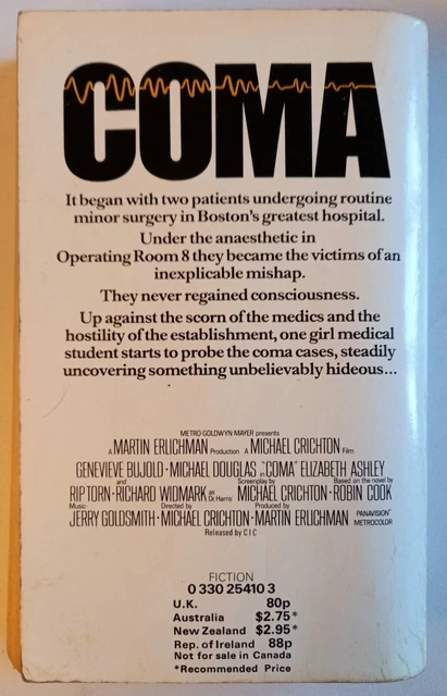 COMA BY ROBIN Cook - Movie Tie-in Vintage Paperback 1978 £4.99 ...