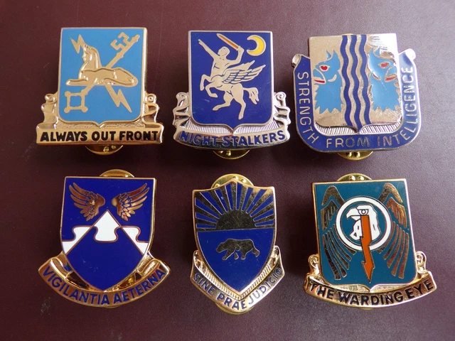 US ARMY MIX Unknown Aviation MI Unit Crest Badge Pin Collar Uniform Hat ...