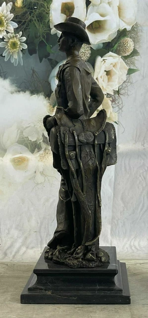 BRONZE SIGNED ORIGINAL Patoue French Artist Cowboy W/Rope Sculpture ...