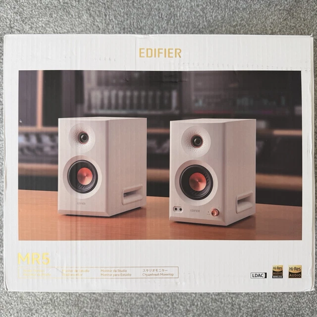 EDIFIER MR5 HI-RES White Active Bookshelf Studio TV/MAC/PC Speakers ...