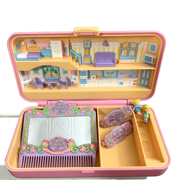 VINTAGE POLLY POCKET Pretty Hair Playset 2 Figures Comb Barrettes 1990 ...