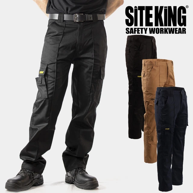 SITE KING MENS Cargo Combat Work Trousers Size 28 to 56 - BLACK NAVY ...