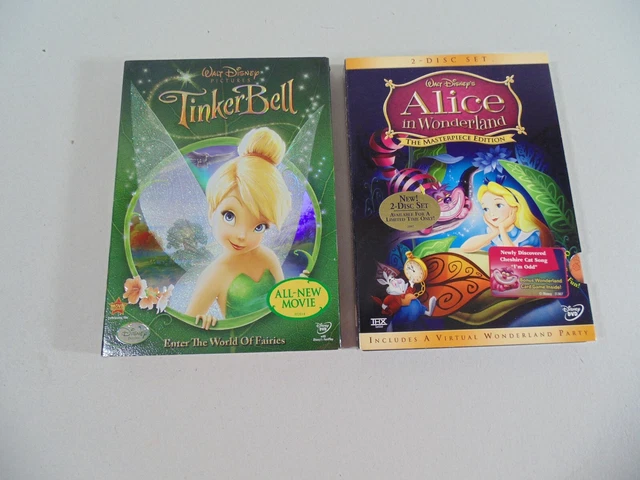 TINKERBELL ALICE IN WONDERLAND DVD MOVIES WALT DISNEY Lot of 2 £2.40 ...