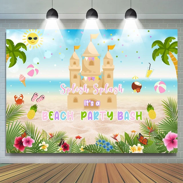 SPLISH SPLASH ITS A Beach Party Bash Birthday Backdrop $36.09 - PicClick AU