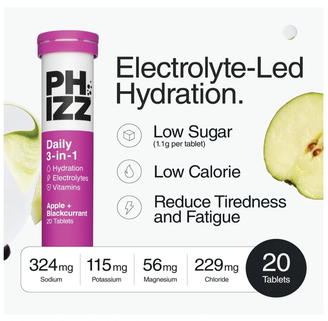 PHIZZ ELECTROLYTE MULTIVITAMIN Hydration Tablets | APPLE BLACKCURRANT ...