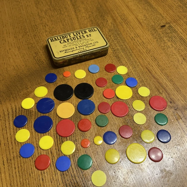 VINTAGE HALIBUT LIVER Oil Capsules BP Tin Containing 47 Varying Size ...