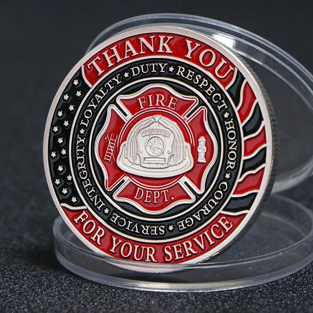 THANK YOU FOR Your Service Challenge Coin God Bless Firefighters Fire ...