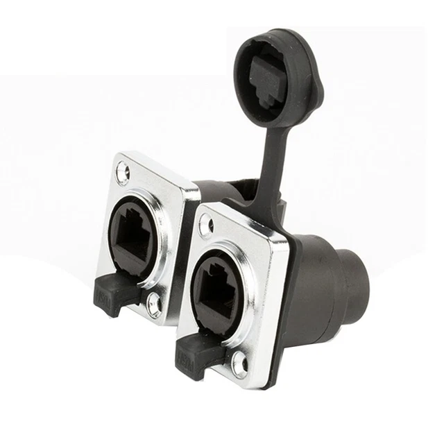 RJ45 CONNECTOR 8P8C Female Panel Mount Sockets RJ45 Ethernet Connector ...