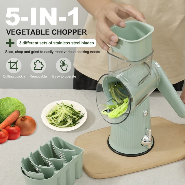 ROTARY FOOD SLICER Chopper Cheese Grater Fruit Vegetable Shredder ...
