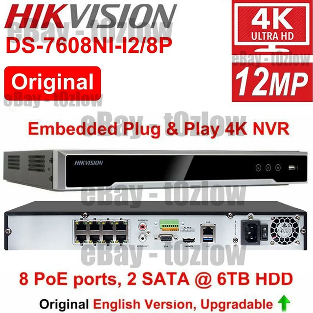 HIKVISION NVR DS-7608NI-I2/8P Registratore video di rete 4K 12MP POE 8CH IP CCTV 02 EUR 180,60 ...