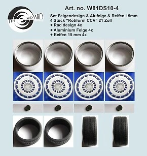 RIM DESIGN &ROTIFORM CCV" Set & Alu rim & Tires 15mm 4 pieces 1/18 kit ...