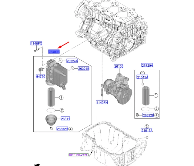 KIA SPORTAGE V NQ5 MK5 Oil Cooler/Filter Assy 264002R001 NEW GENUINE £ ...