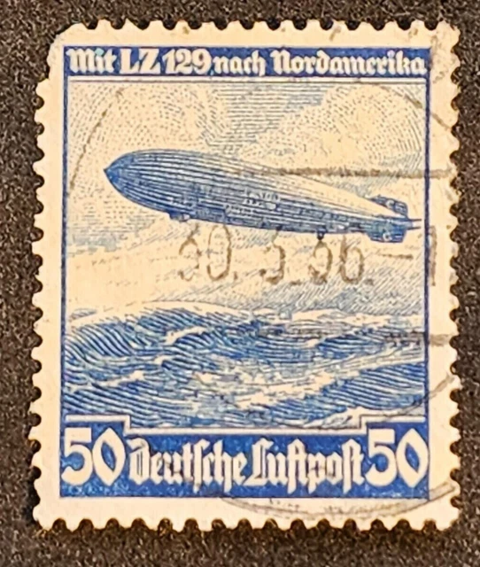 GERMAN THIRD REICH Nazi Deutsche Luftpost stamp 50 pfennig Zeppelin WW2 ...