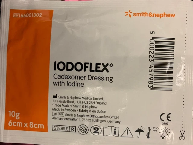 IODOFLEX CADEXOMER DRESSING with iodine 6cm x 8cm £10.88 - PicClick UK