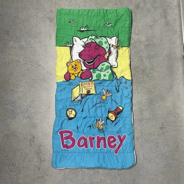 BARNEY BEDTIME STORIES 1992 VTG Children's Sleeping Bag 90s Kid's Retro ...