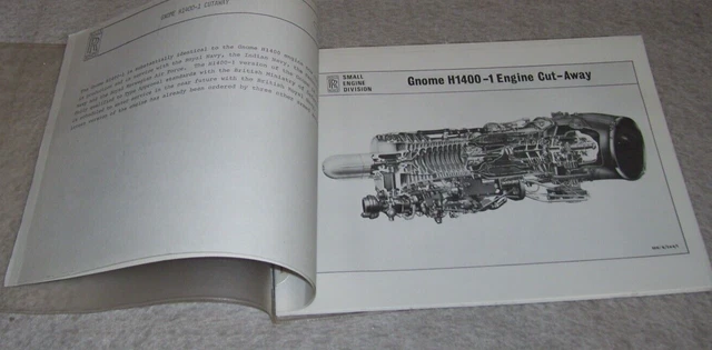 ROLLS-ROYCE GNOME H1400-1 Turboshaft Aero Engine April 1974 Brochure ...