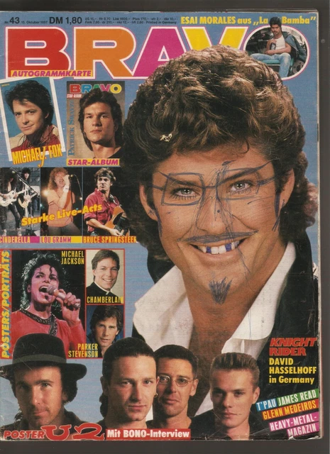 BRAVO,NR.43/1987 ,+ DAVID Hasselhoff,Patrick Swayze, Bee Gees, Madonna ...