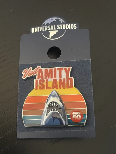 UNIVERSAL STUDIOS JAWS 50th Anniversary Visit Amity Island 3D Pin £43. ...