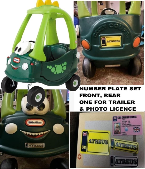 PERSONALISED KIDS CAR Plates plastic exact fit Little Tikes Cozy Coupe ...