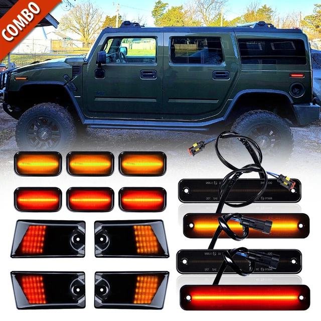 FOR 2003-2009 HUMMER H2 LED Roof Cab Side Marker Lamps Smoked Running ...