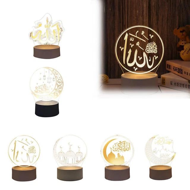 RAMADAN EID MUBARAK LED Light Wood Muslim Ornament Night Light B1X0 £6. ...