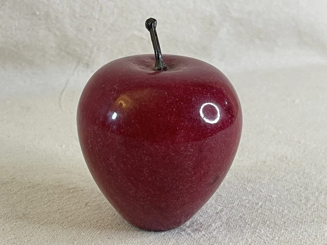 RED APPLE PAPERWEIGHT Marble Alabaster Stone Teacher Appreciation Snow ...