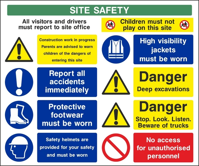 BUILDING SAFETY SIGNS Stickers Caution Warning Danger Hazard ...