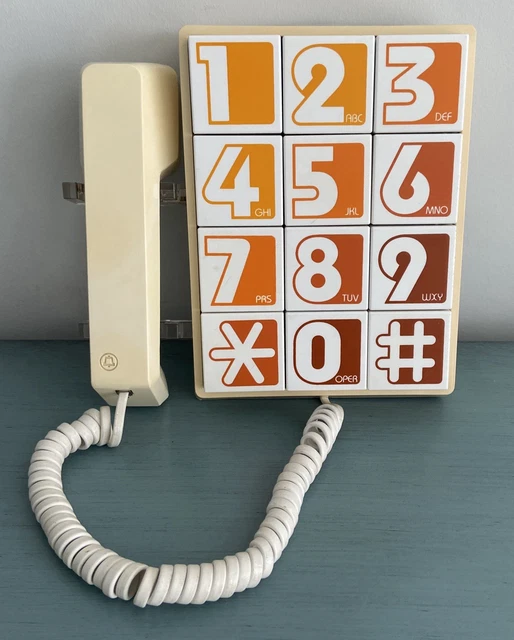 VINTAGE 70'S WESTERN Electric Large Numbers Push Button Desk Top Phone ...
