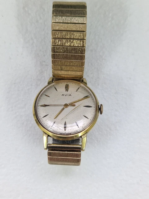 VINTAGE AVIA WATCH - Swiss Made Gentleman's Mechanical Watch - 9ct ...