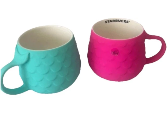 STARBUCKS MERMAID TAIL 2025 Pink Blue Duo Mugs Set 14oz Soft Touch Mugs ...