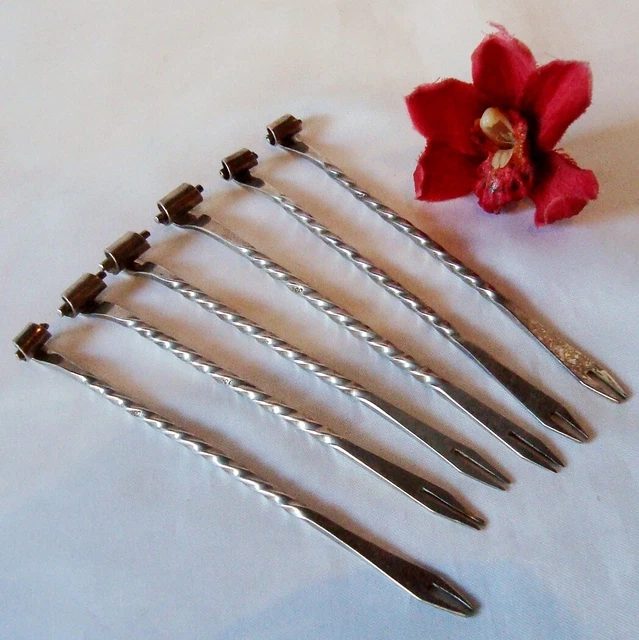 ART DECO 6 Wurst Spieße 900 Silber Willi Stoll Leipzig Schneckenspieße / et 785 EUR 249,95 ...