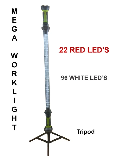 EIGER RECHARGEABLE MEGA Worklight with Tripod 96 White LED 22 Red LED ...