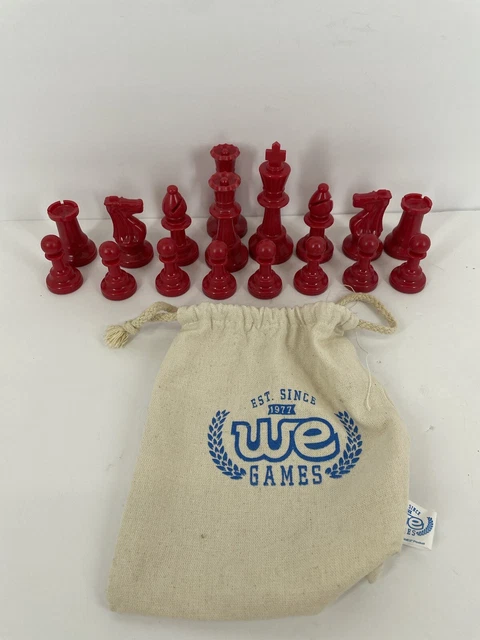 WE GAMES TOURNAMENT Chess Set Red 17 Pieces Bag Plastic 3-7/8” King $15 ...