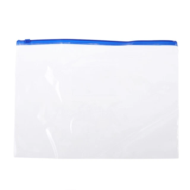 12PCS A4 FILE Pockets PVC Plastic Zipper File Bags Documents Organizer ...