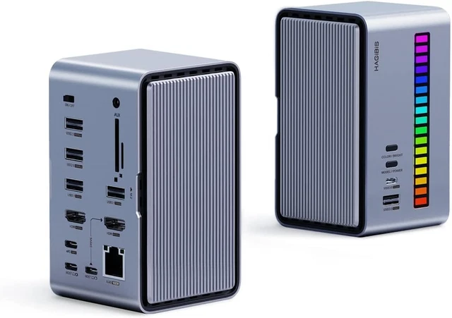 USB C DOCKING Station Dual Monitor, LED Strip Light USB-C Hub Type-C ...