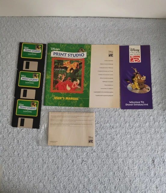 WALT DISNEY 1995 Lion King Print Studio With Computer Floppy Disk ...
