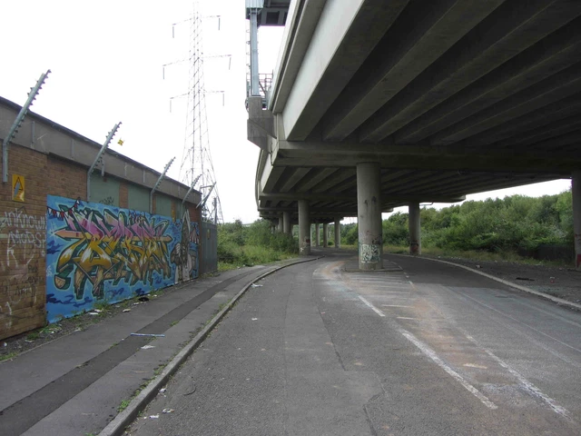 PHOTO 12X8 ROAD beneath the M4 flyover near Briton Ferry From the OS ...