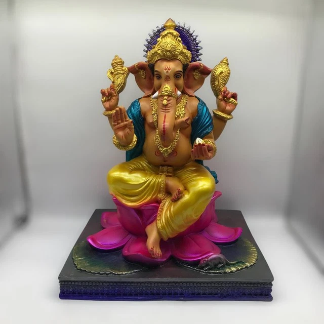 GANESH GANESHA GANPATI Ganapati Hindu God Ganesh fiber idol Multi Color ...