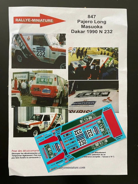 DECALS 1/43 MITSUBISHI Pajero Masuoka Rally Raid Dakar 1990 Rally £5.15 ...
