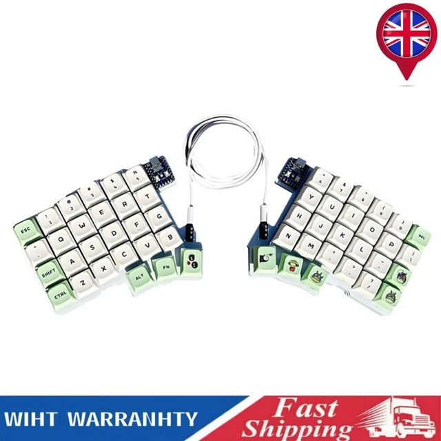 SPLIT KEYBOARD WIRED Ergonomics Keyboard Hot Swap QMK/VIAL (Gray Wood ...
