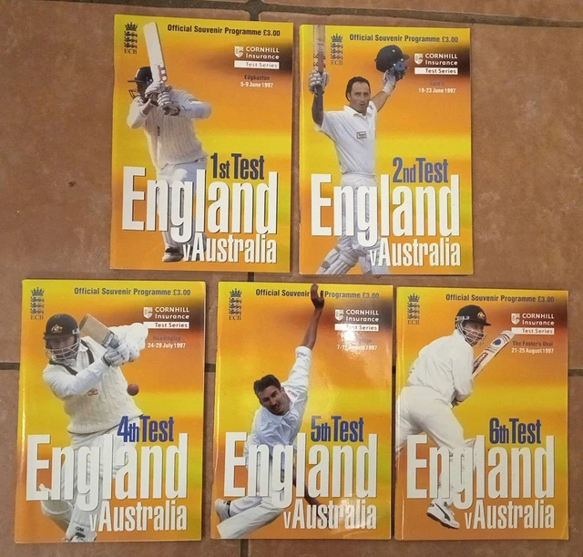 ENGLAND V AUSTRALIA Ashes Cricket Programme X 5 1997 Test Match Series ...