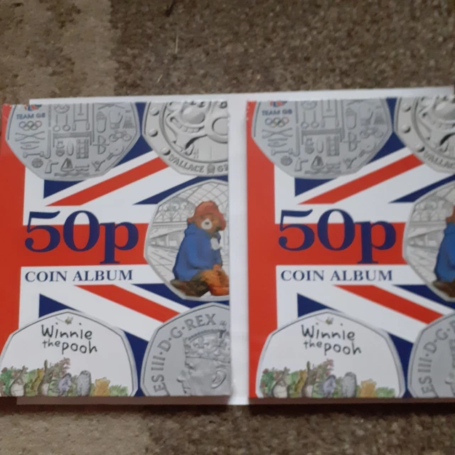 TWO NEW COMPACT UK 50p albums each holds up to 30 royal mint 50p coins ...